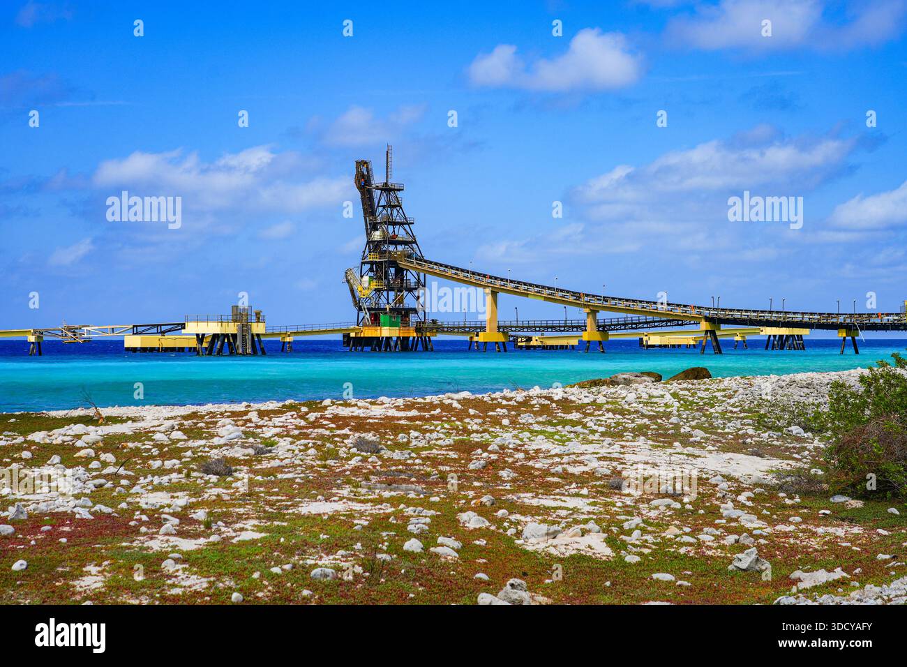 Salt Pier in Southern Bonaire in the Dutch Caribbean - Industrial ...