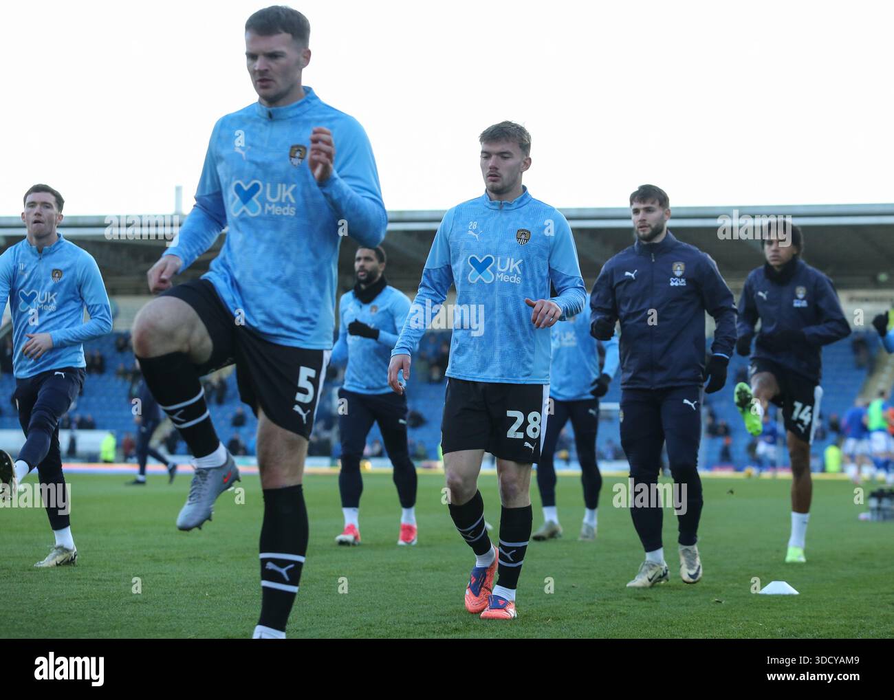 Notts County in the pregame warmup session during the Sky Bet League 2 ...
