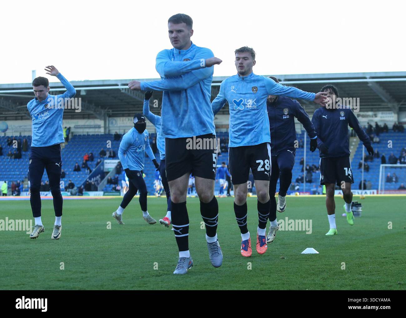 Notts County in the pregame warmup session during the Sky Bet League 2 ...
