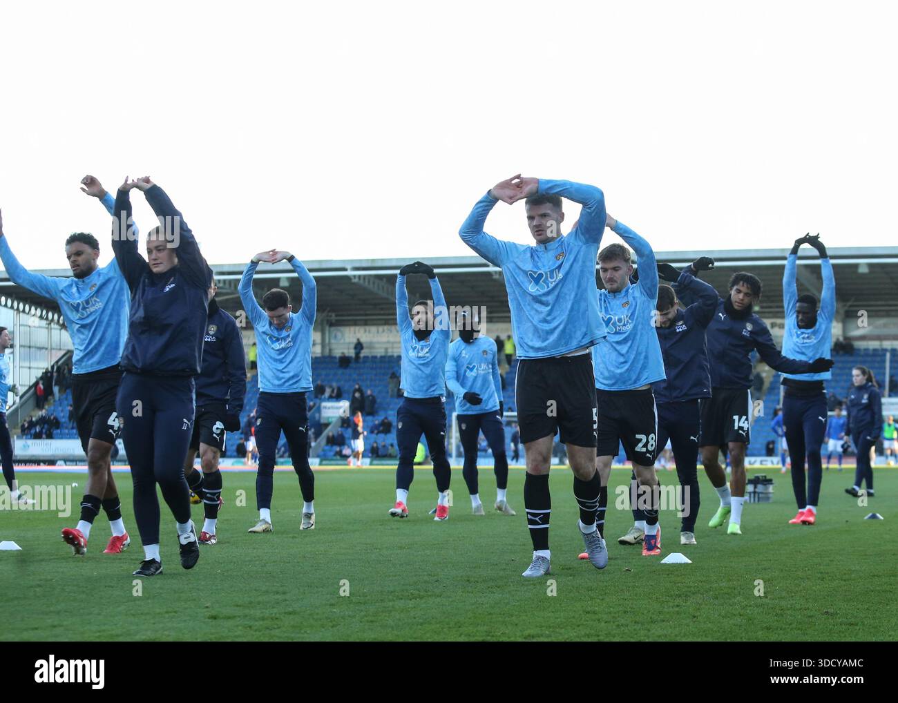 Notts County in the pregame warmup session during the Sky Bet League 2 ...