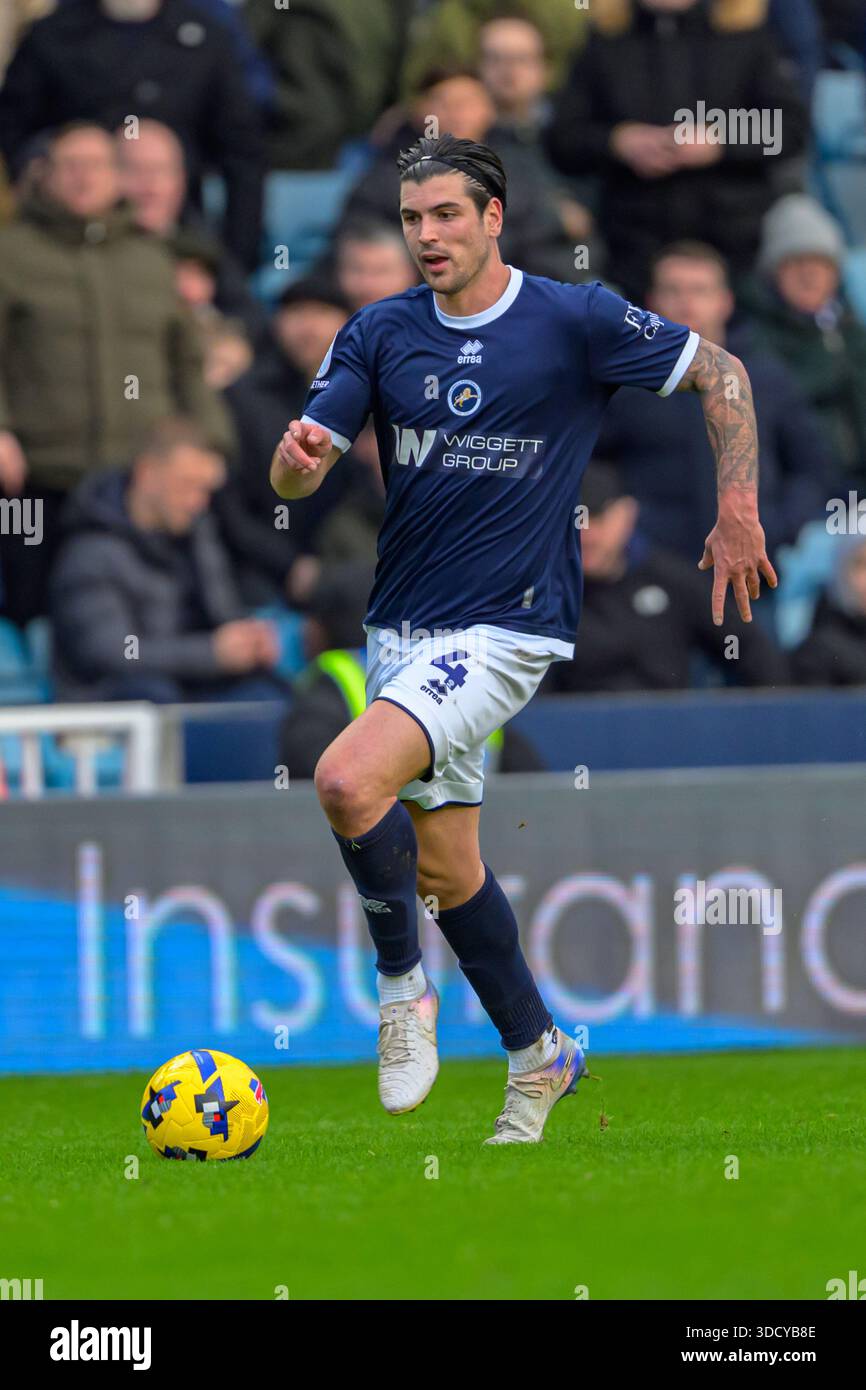 Tristan Crama (4 Millwall) during the Sky Bet Championship game between ...