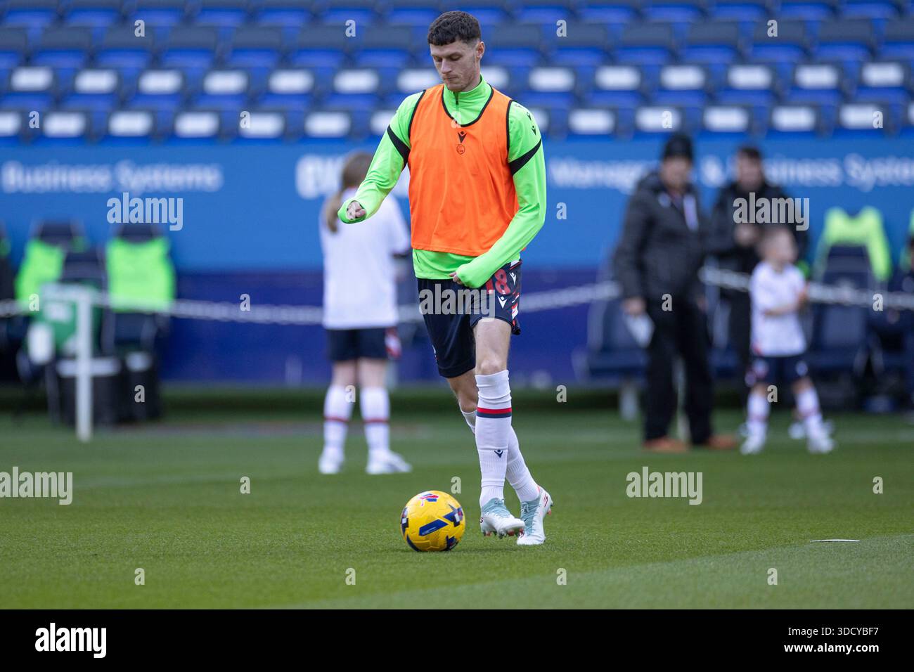 Eoin Toal #18 of Bolton Wanderers F.C warms-up before the match during ...