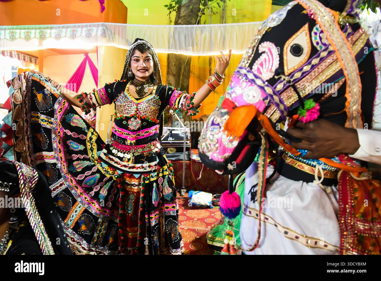 Gulabo, an Indian folk dancer, performs a traditional Rajasthani dance ...