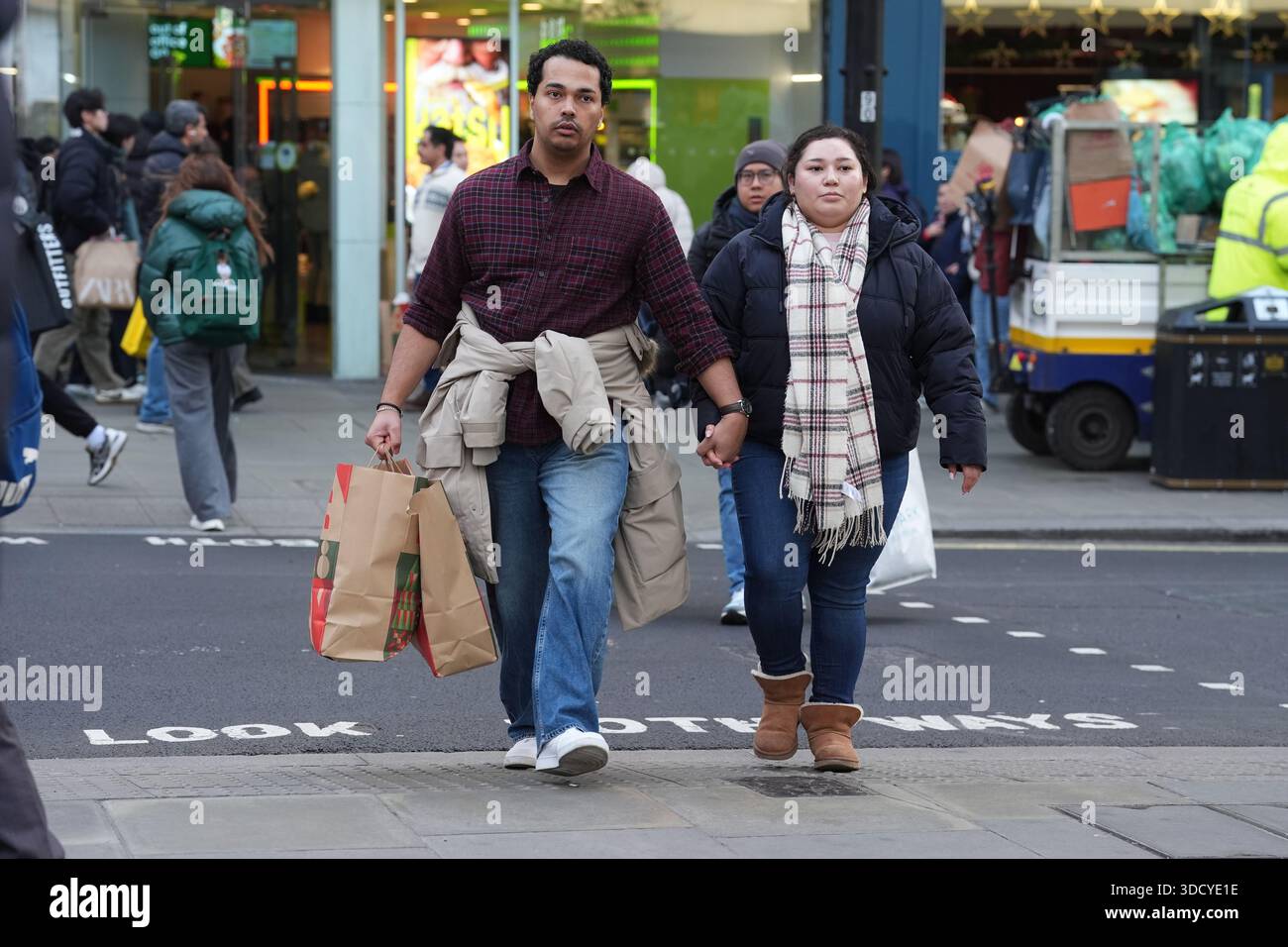 Shoppers on Oxford Street, London, during the Boxing Day sales. Picture ...