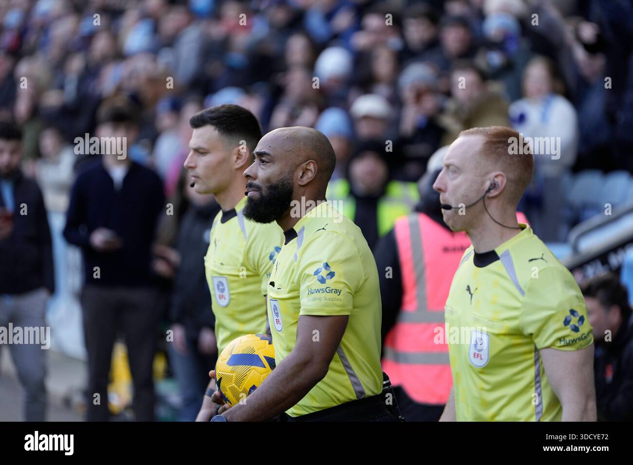 Referee Samuel Allison walks out during the Sky Bet Championship match ...