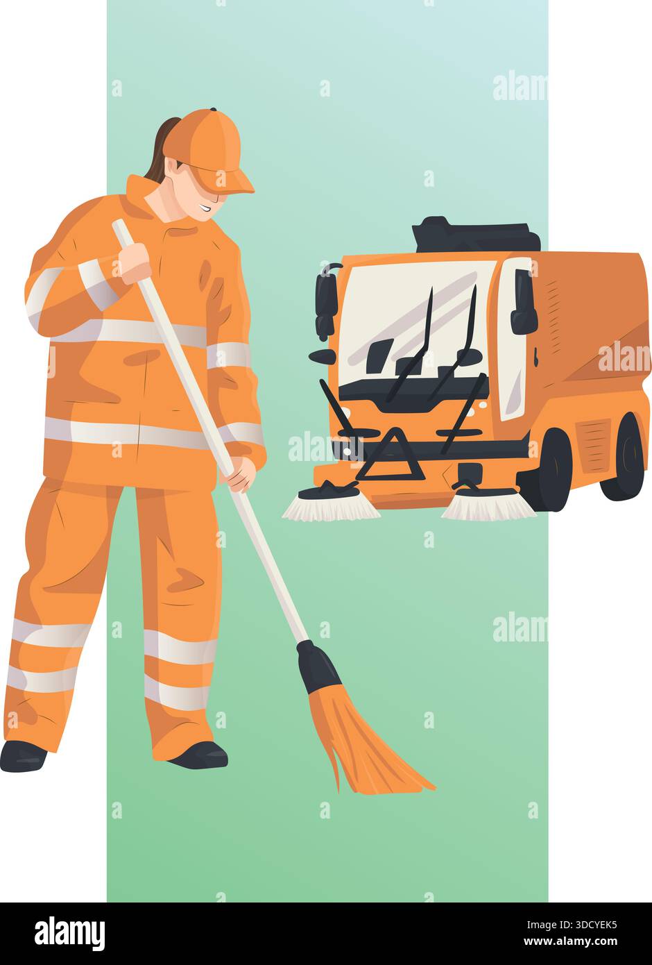 Sweeping rubbish broom on Stock Vector Images - Alamy