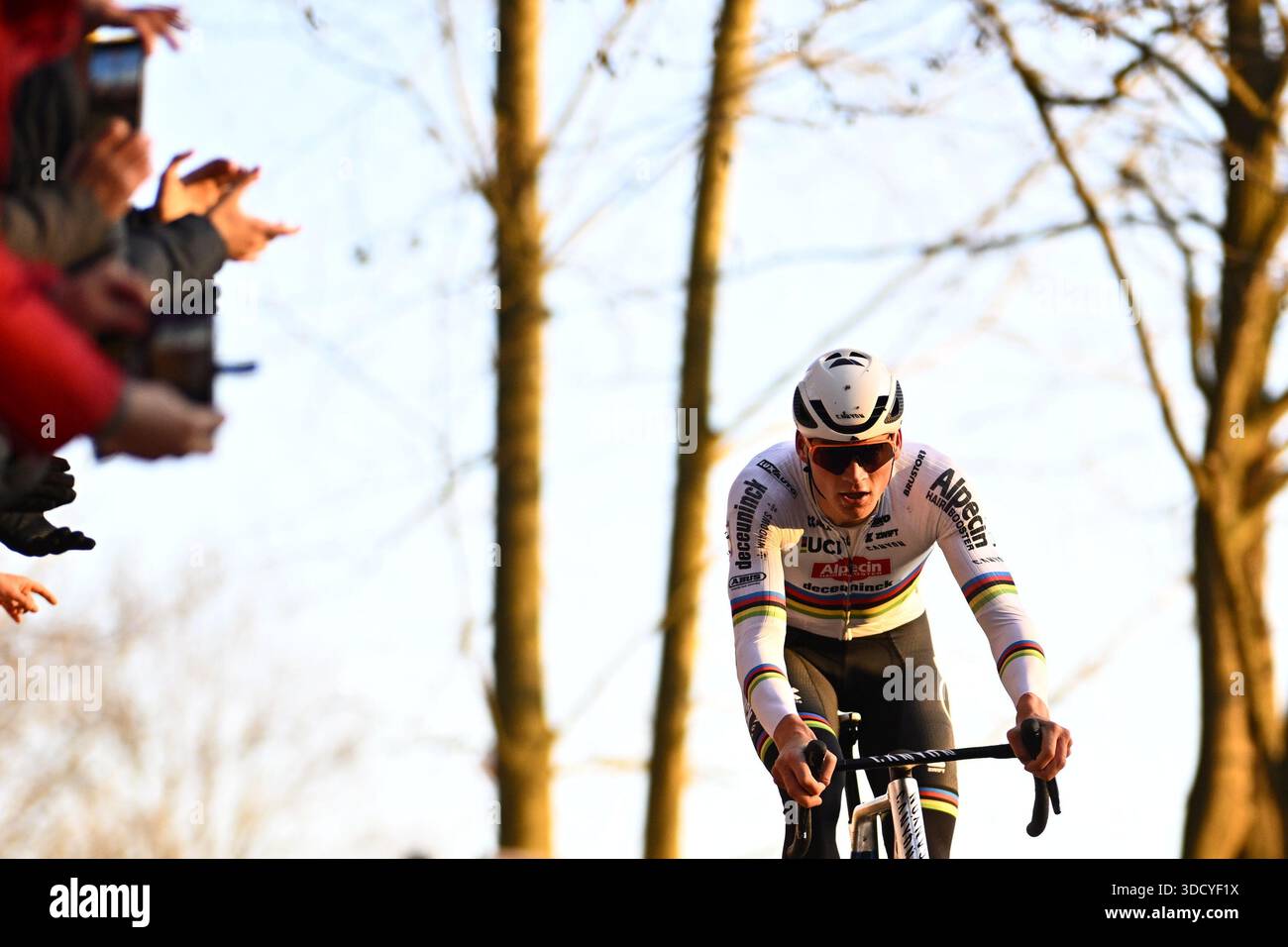 Dutch Mathieu Van Der Poel pictured in action during the men's elite ...