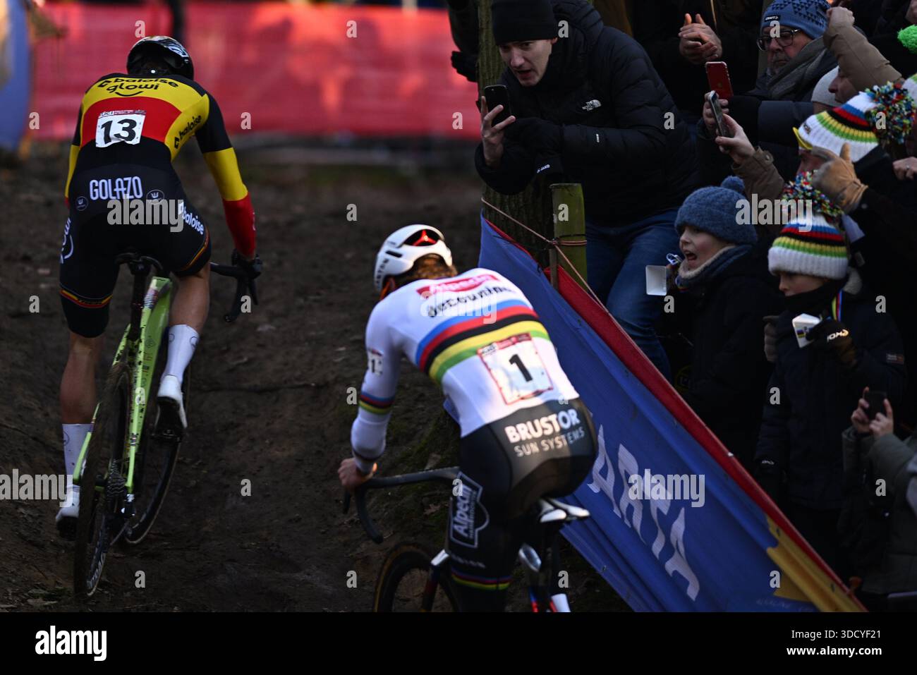 Dutch Mathieu Van Der Poel pictured in action during the men's elite ...