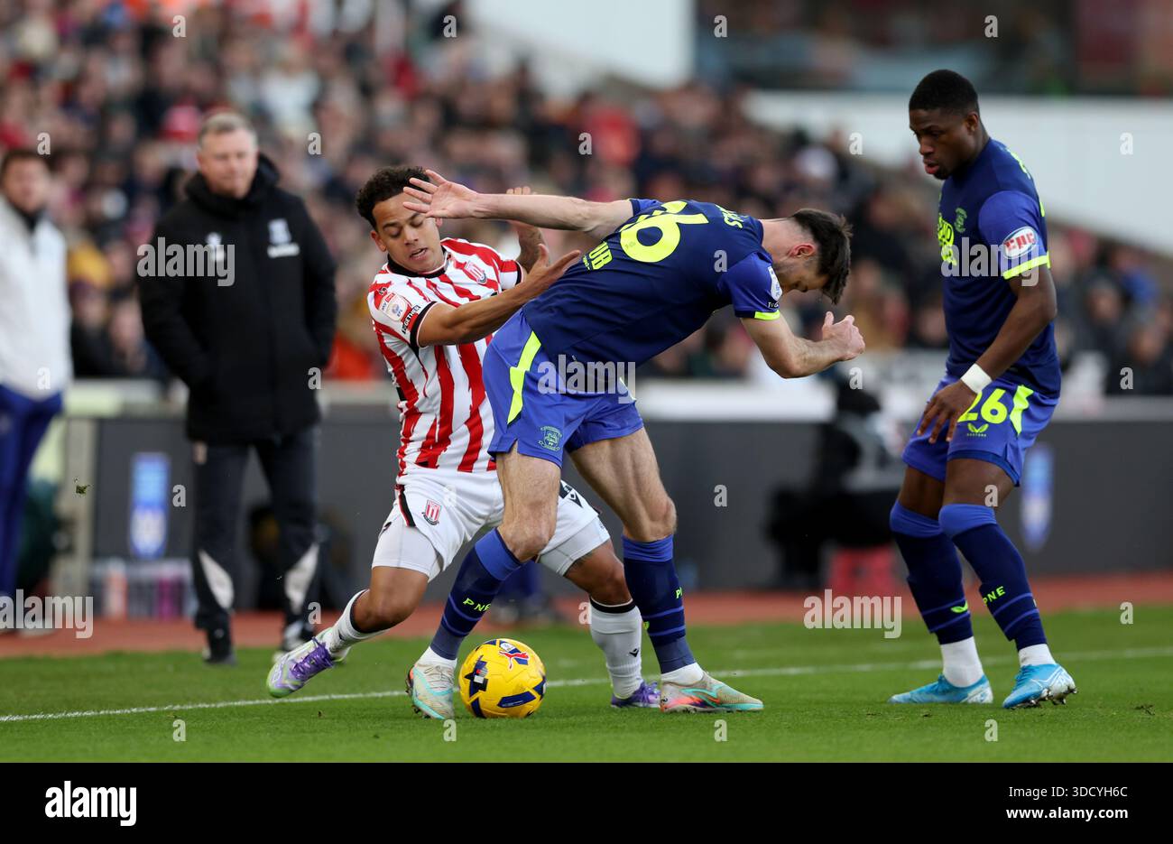 Stoke City's Million Manhoef and Preston North End's Andrew Hughes ...