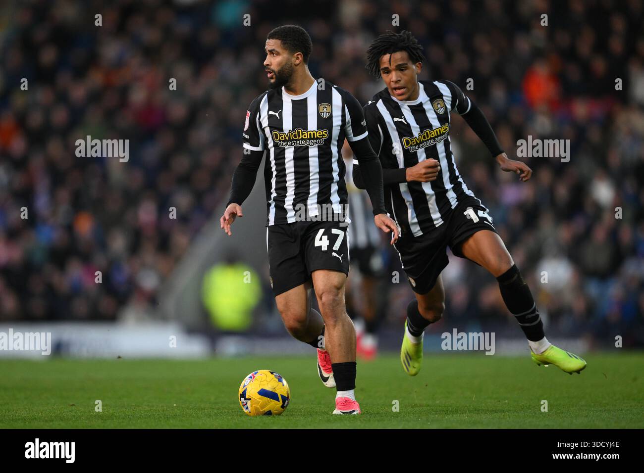 Keanan Bennetts of Notts County looking for options during the Sky Bet ...