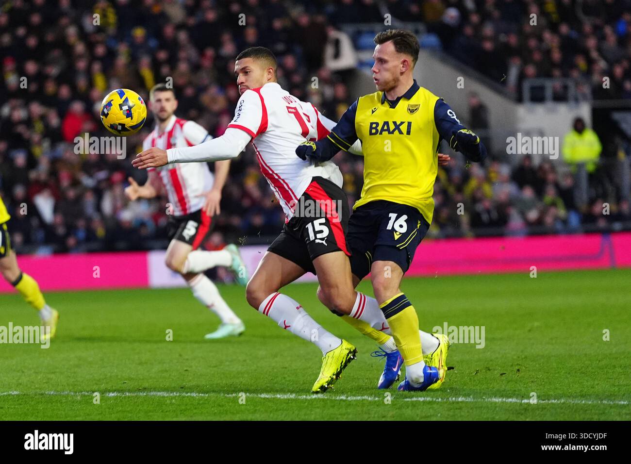 Southampton's Nathan Wood and Oxford United's Nik Prelec battle for the ...
