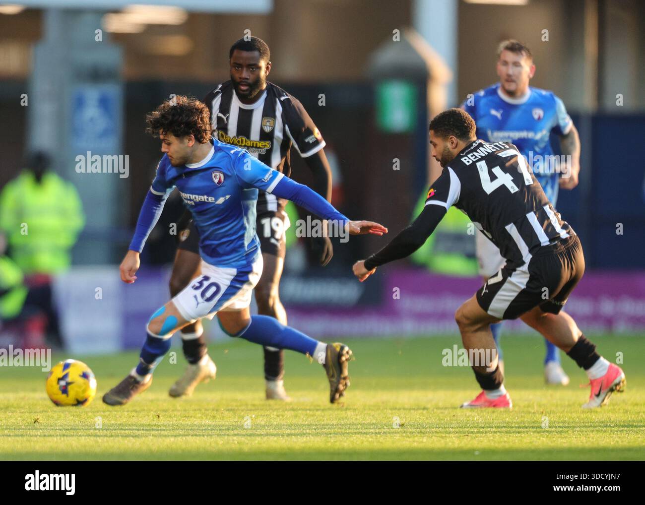 Devan Tanton of Chesterfield in action during the Sky Bet League 2 ...