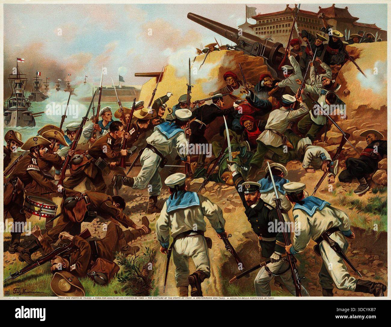 Early 20th century historical illustration titled The Capture of the ...