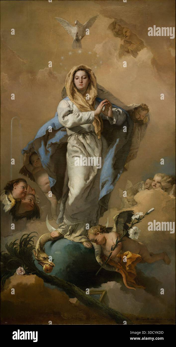 Historical religious painting artwork depicting the Immaculate ...