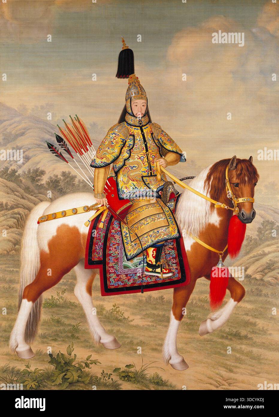 Historical Qing dynasty court painting depicting the Qianlong Emperor ...