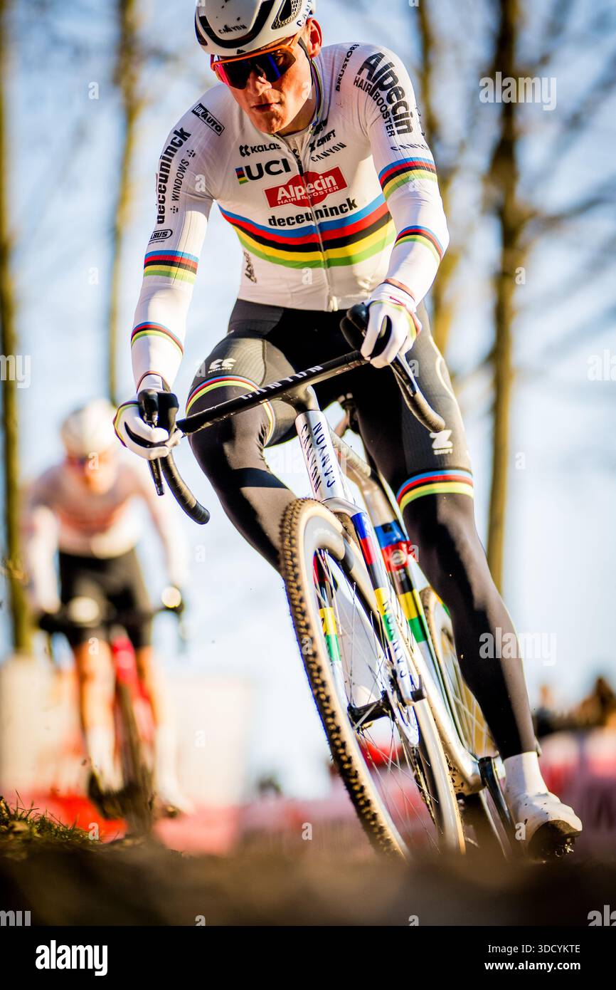 Dutch Mathieu Van Der Poel pictured in action during the men's elite ...