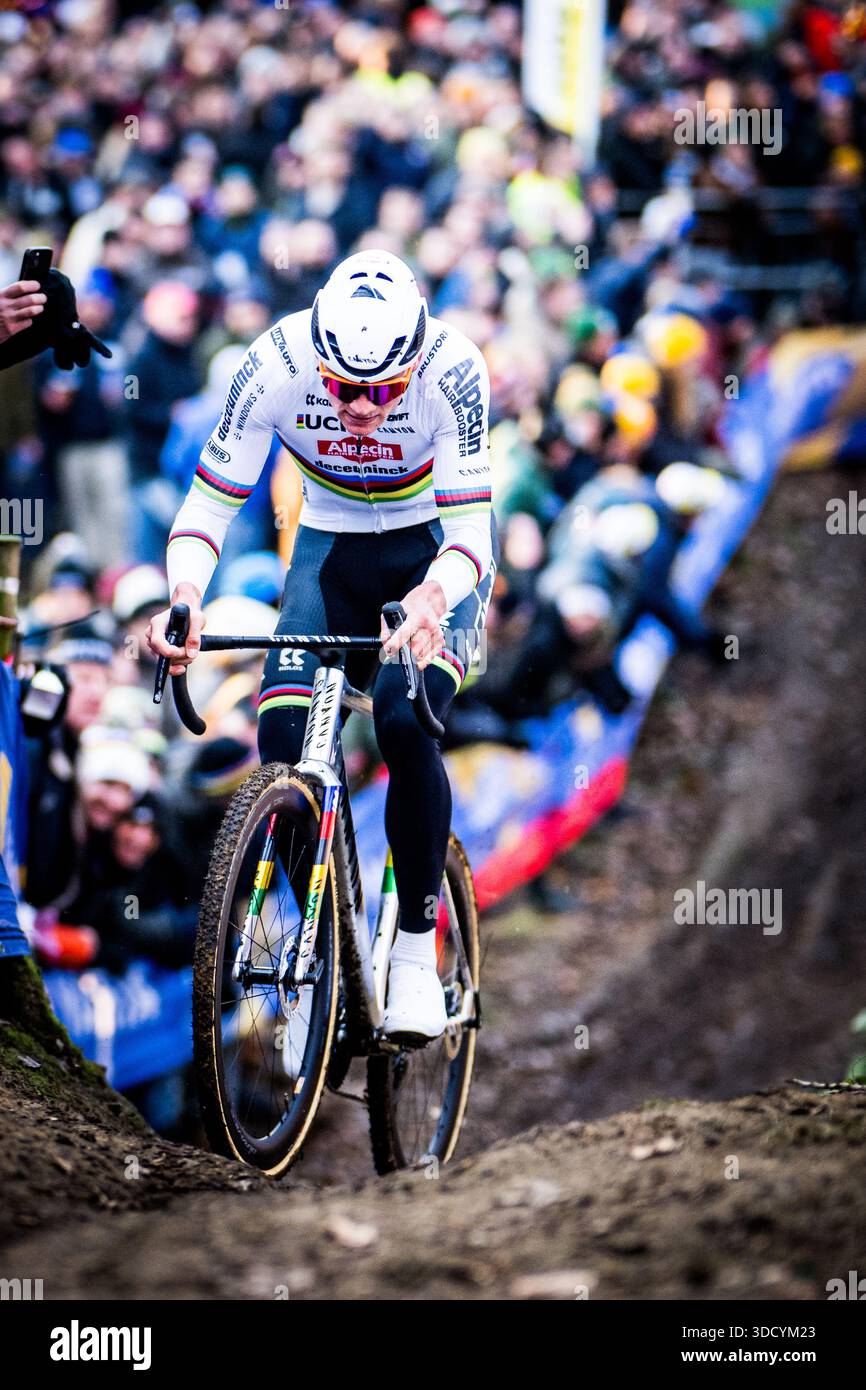 Dutch Mathieu Van Der Poel pictured in action during the men's elite ...