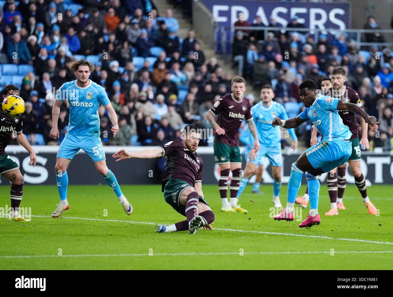 Coventry City's Ephron Mason-Clark (right) scores his sides first goal ...