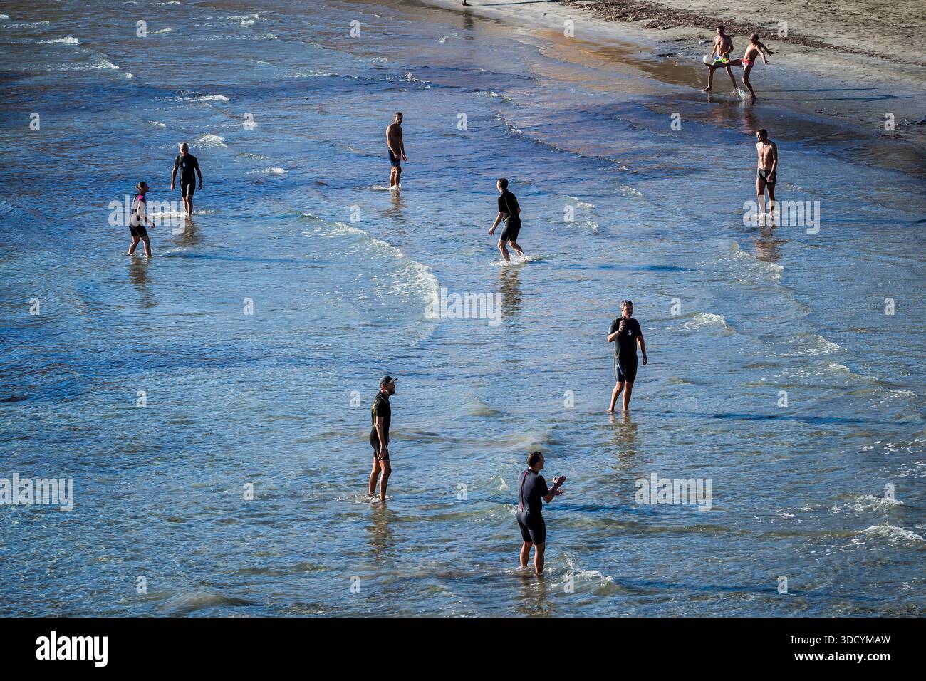 A winter day on Bačvice beach in Split, where locals play the ...