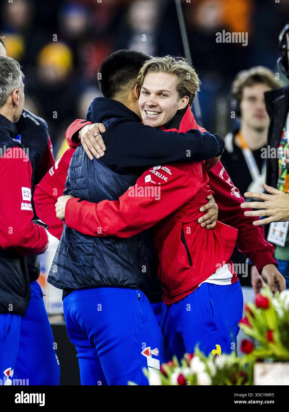 HEERENVEEN - Stijn van de Bunt reacts after the men's 5000m on the ...