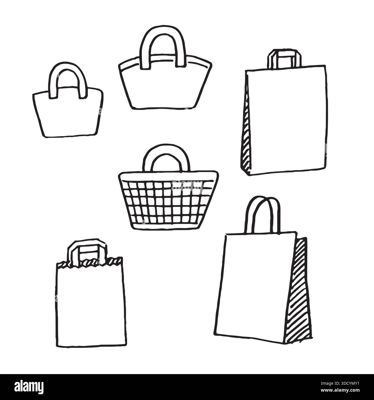 Paper shopping bag sketch Black and White Stock Photos & Images - Alamy