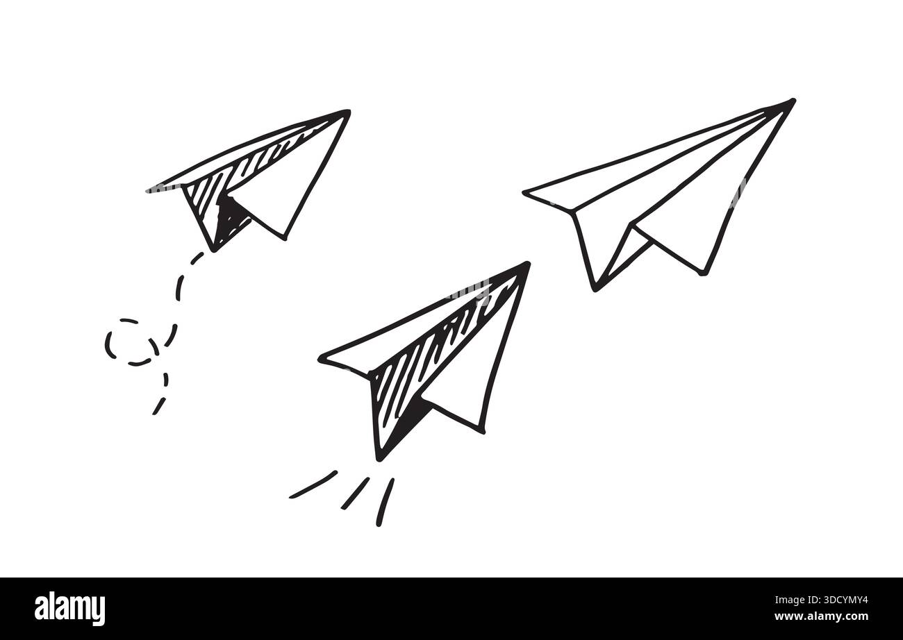 Paper plane drawing vector Black and White Stock Photos & Images - Alamy