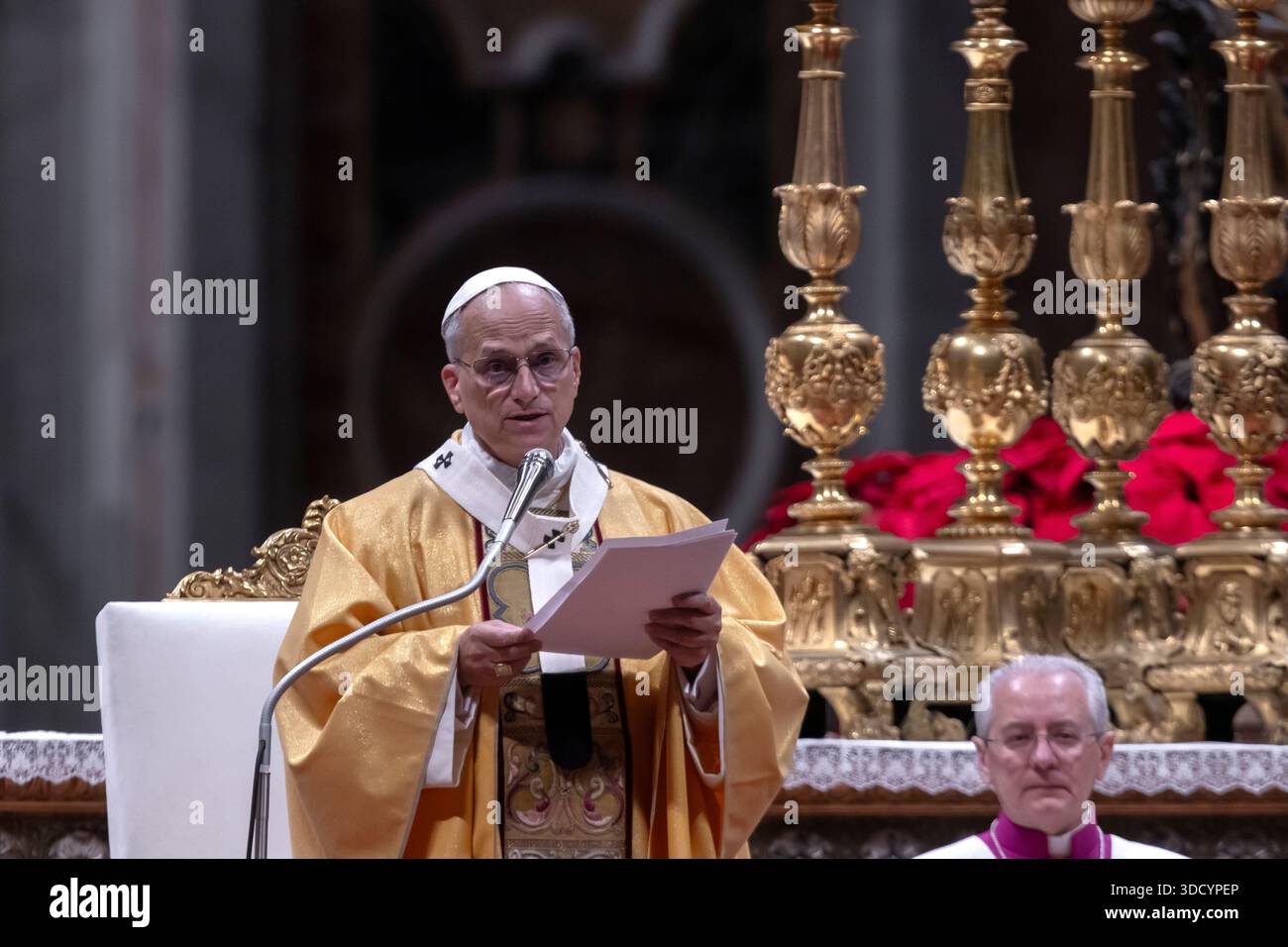 Pope Leo XIV delivers his address during the Christmas Eve mass at St ...