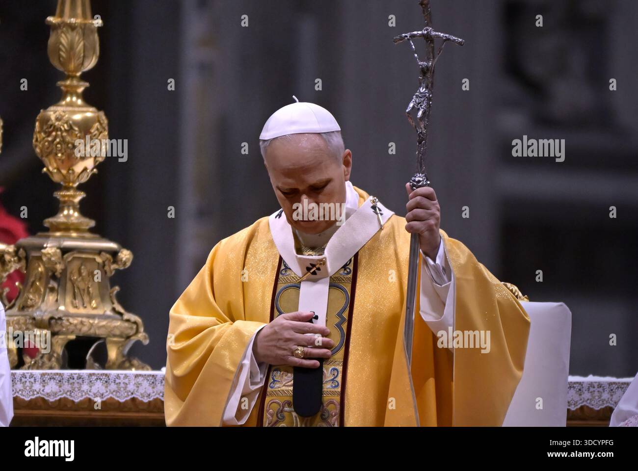 VATICAN CITY, VATICAN - DECEMBER 24: Pope Leo XIV the St. Peter's ...