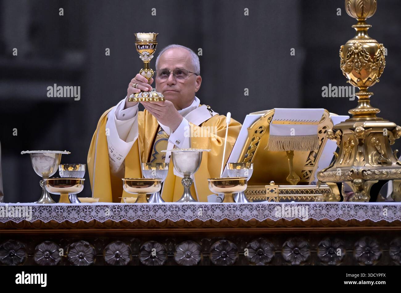 VATICAN CITY, VATICAN - DECEMBER 24: Pope Leo XIV the St. Peter's ...