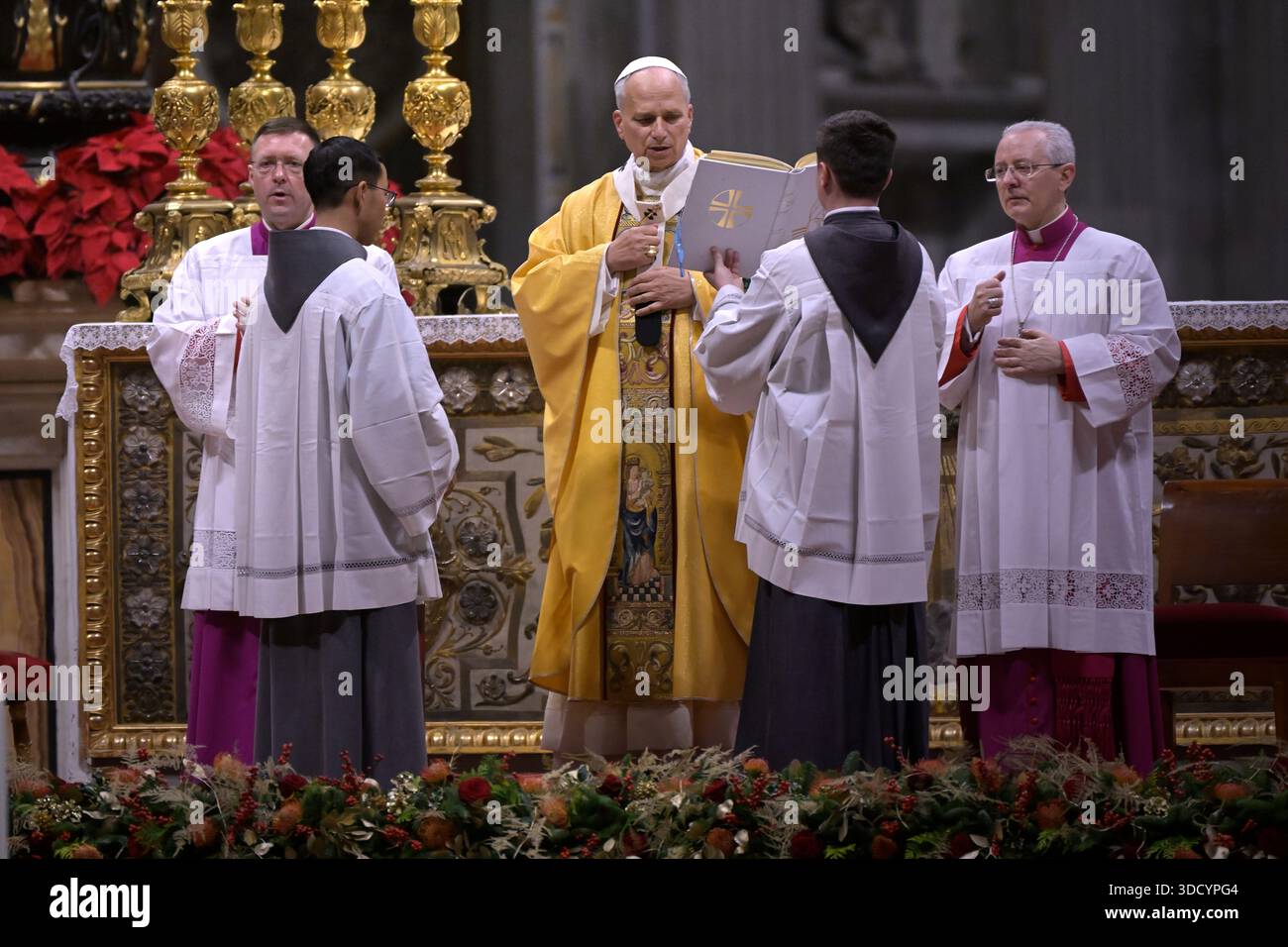 VATICAN CITY, VATICAN - DECEMBER 24: Pope Leo XIV the St. Peter's ...