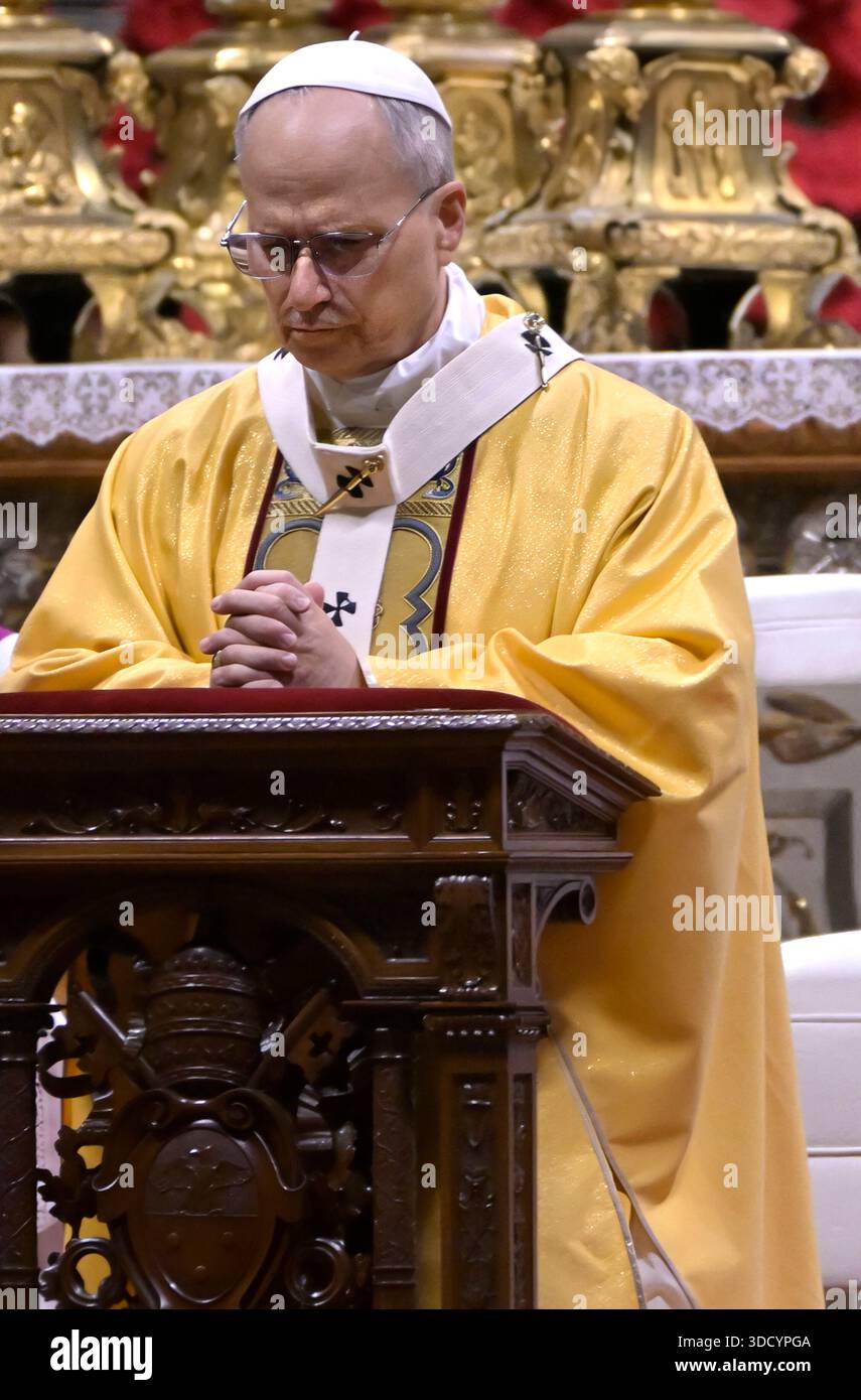 VATICAN CITY, VATICAN - DECEMBER 24: Pope Leo XIV the St. Peter's ...