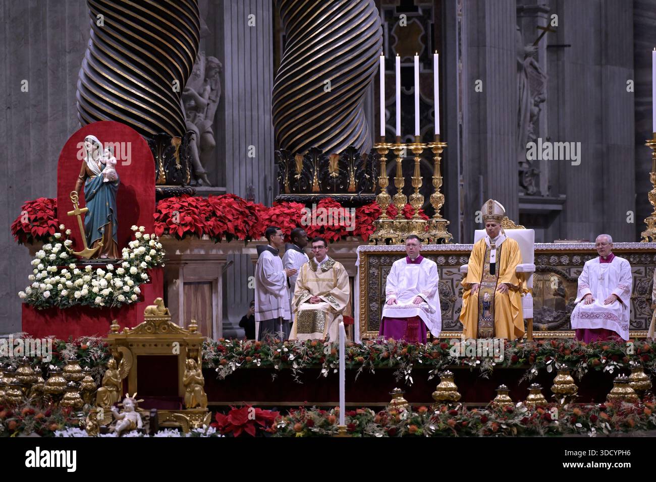 VATICAN CITY, VATICAN - DECEMBER 24: Pope Leo XIV the St. Peter's ...