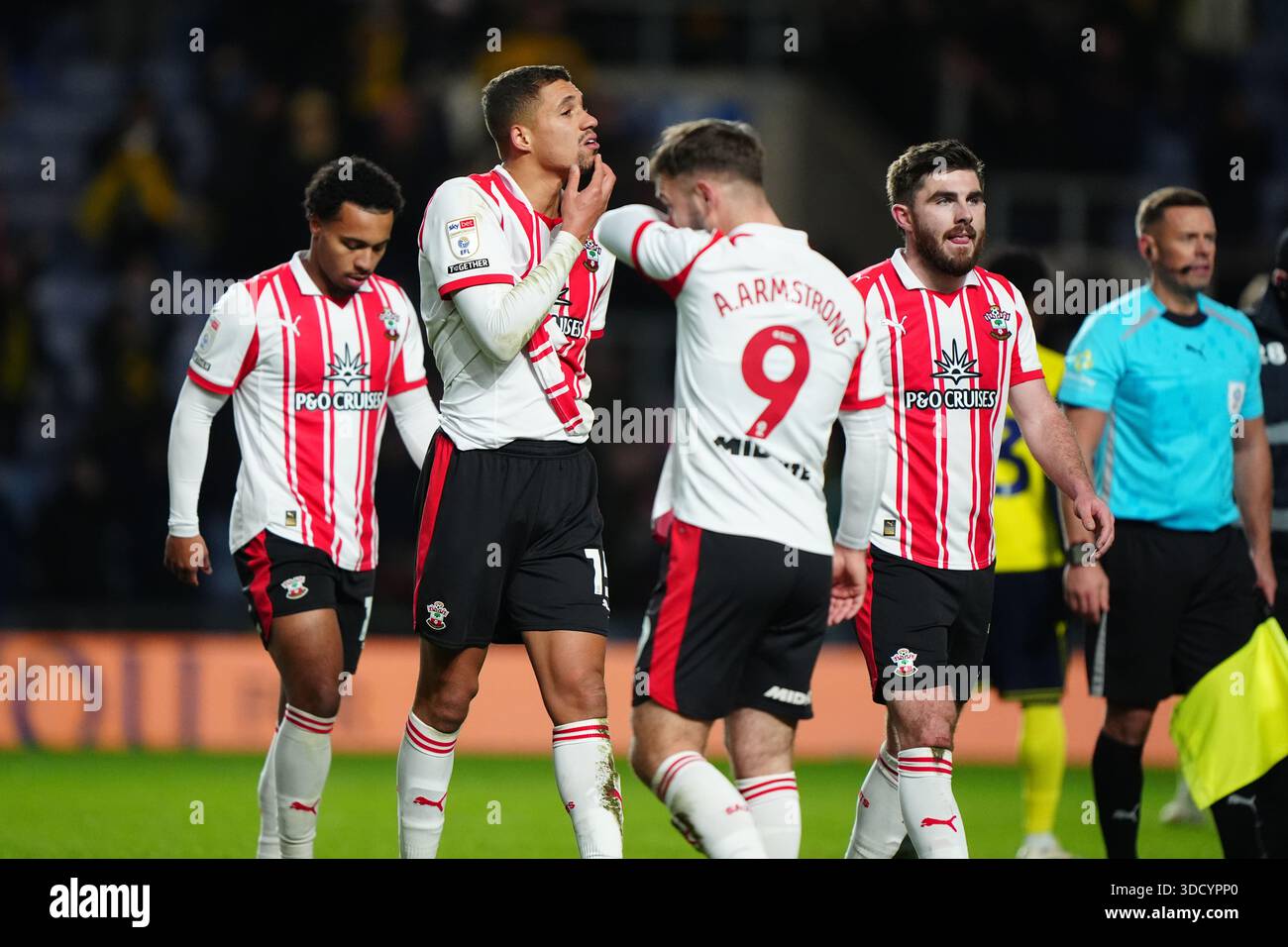 Southampton's Nathan Wood (second from left) looking dejected after the ...