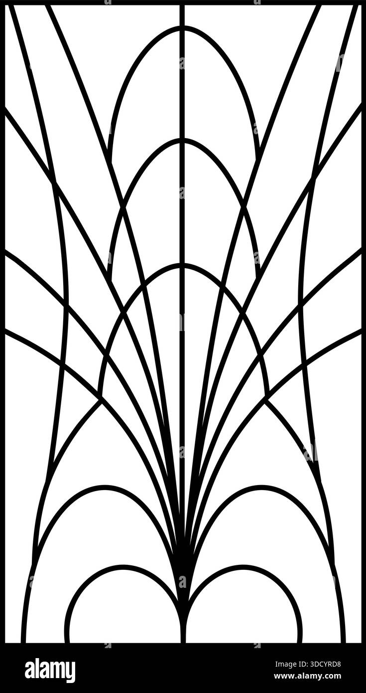 Fan-shaped arches radiate upward through repeated lines forming a ...