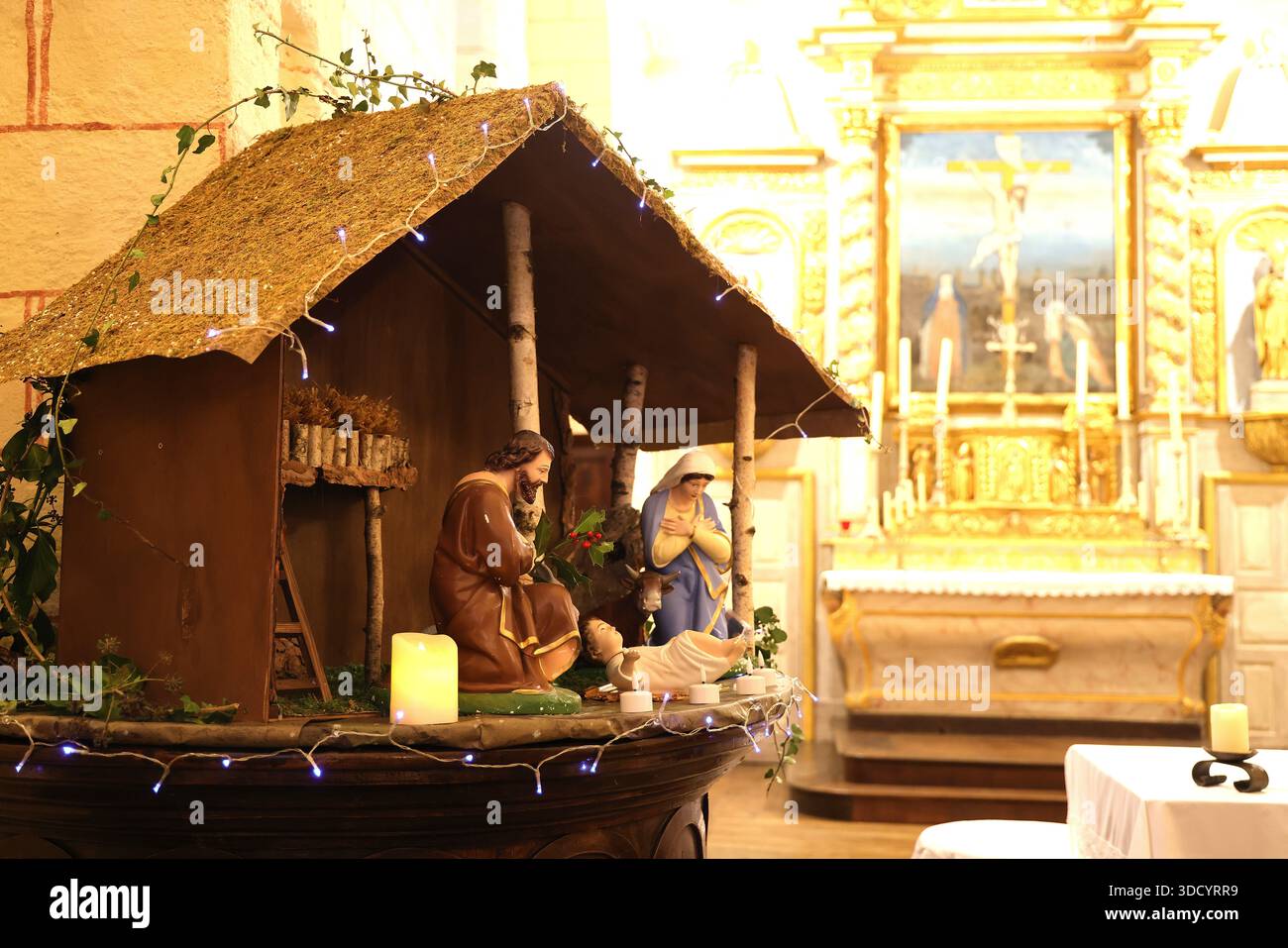 Limousin, France. December 26, 2025. Christmas nativity scene, with the ...