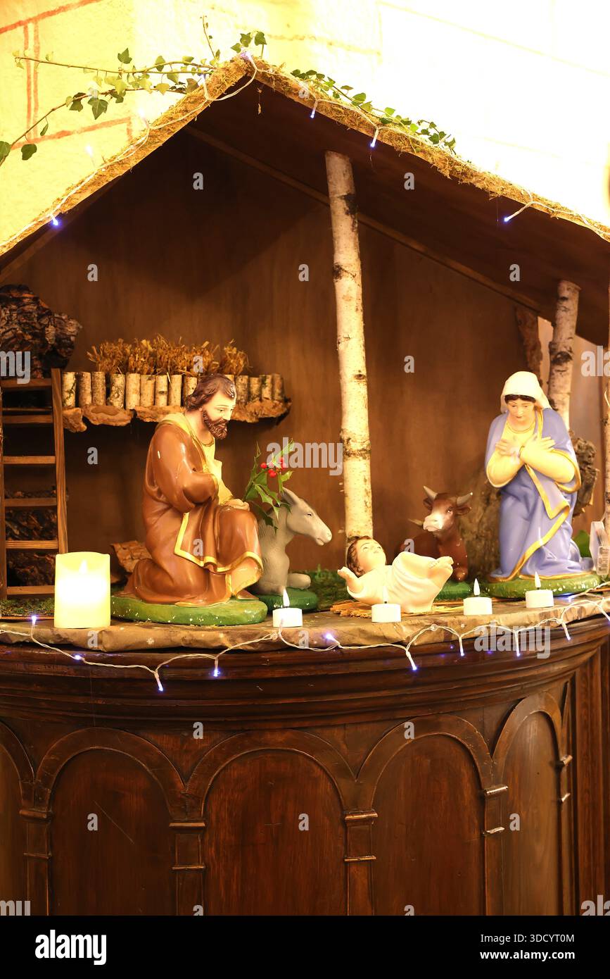 Limousin, France. December 26, 2025. Christmas nativity scene, with the ...