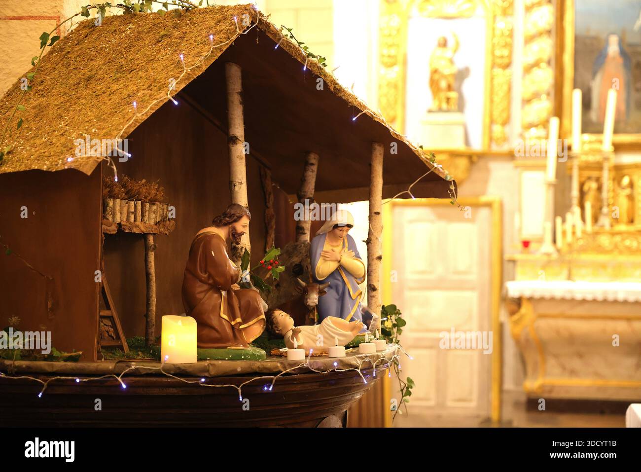 Limousin, France. December 26, 2025. Christmas nativity scene, with the ...