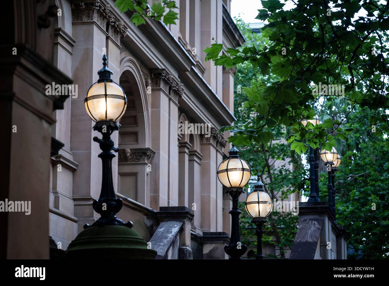 Sydney Hospital at dusk, historically known as the Rum Hospital, is a ...