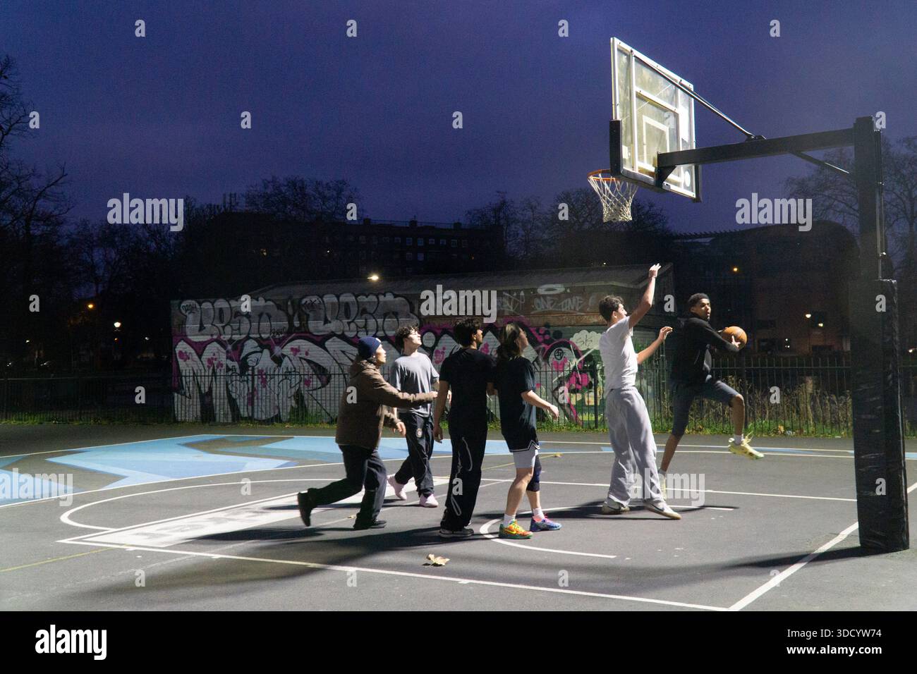 London, UK, 26 December 2025: At the basketball courts on Clapham ...
