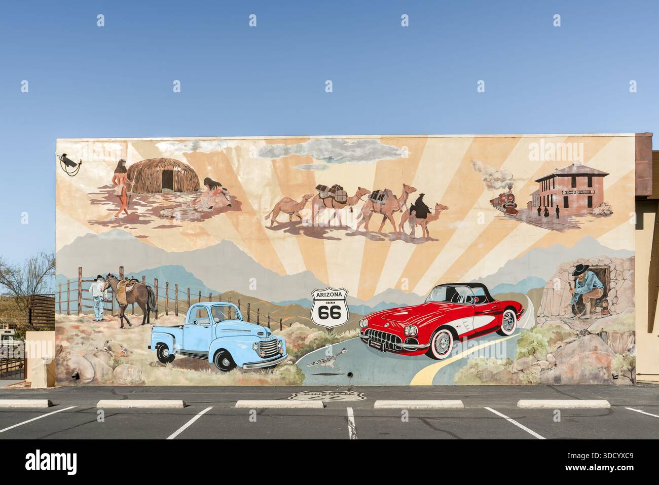On ROUTE 66, "Arizona 66" mural, Mohave Museum of History and Arts ...