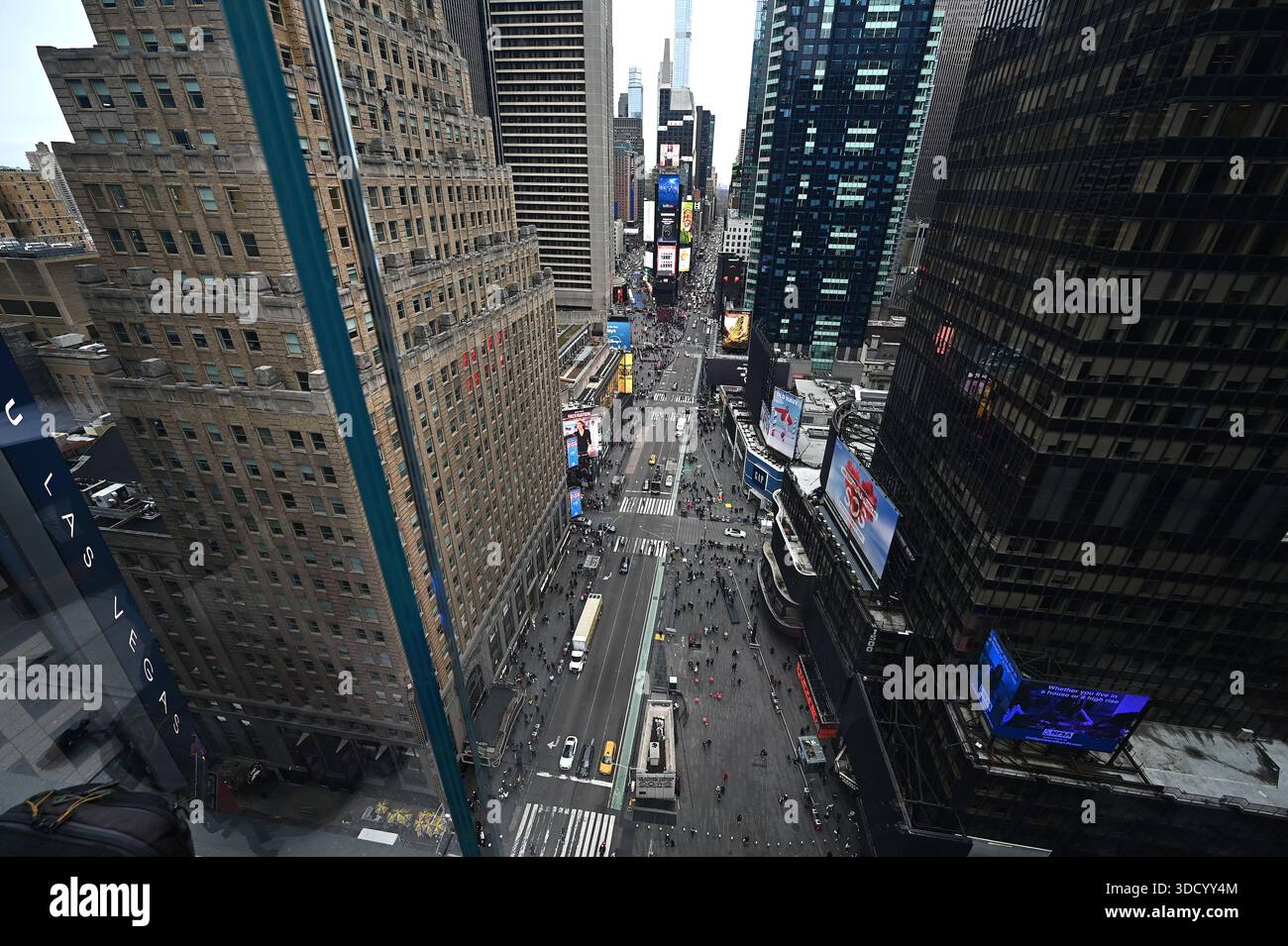 View down on Times Square from the new observation deck of One Times ...