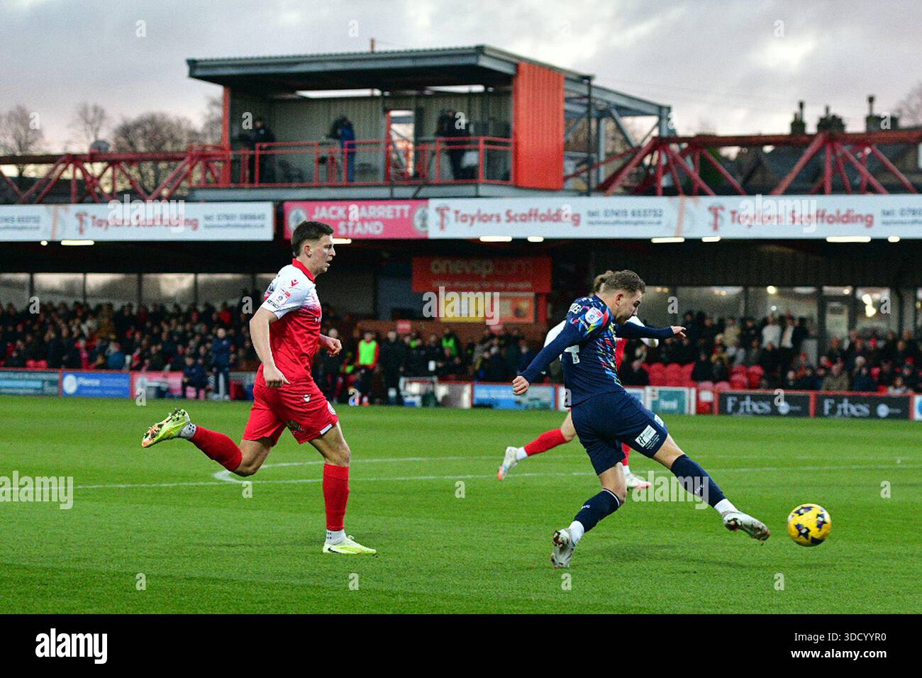 Barrow's Ben Whitfield shoots at goal during the Sky Bet League 2 match ...