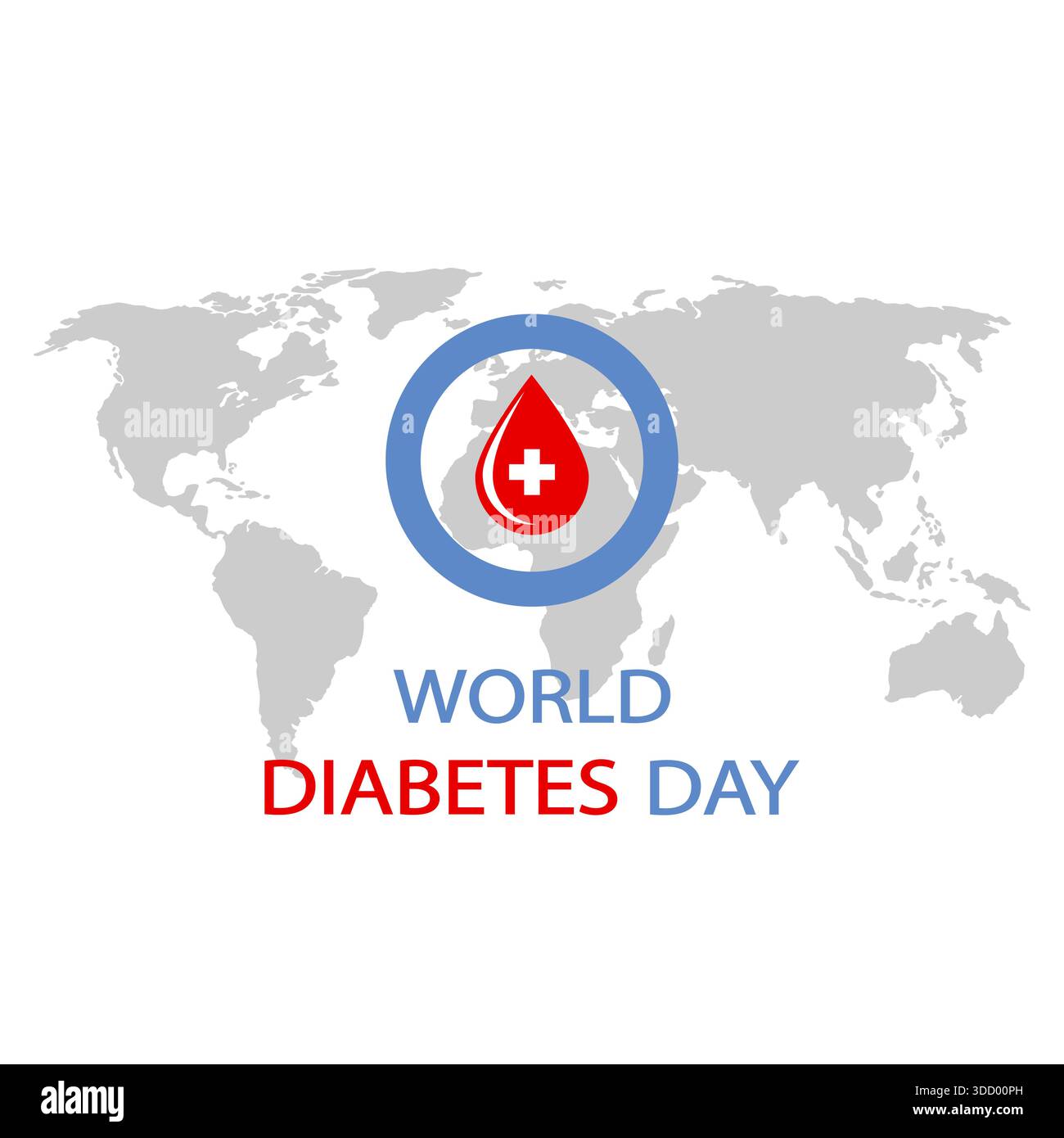 illustration of world diabetes day. blue circle with a drop of blood on ...