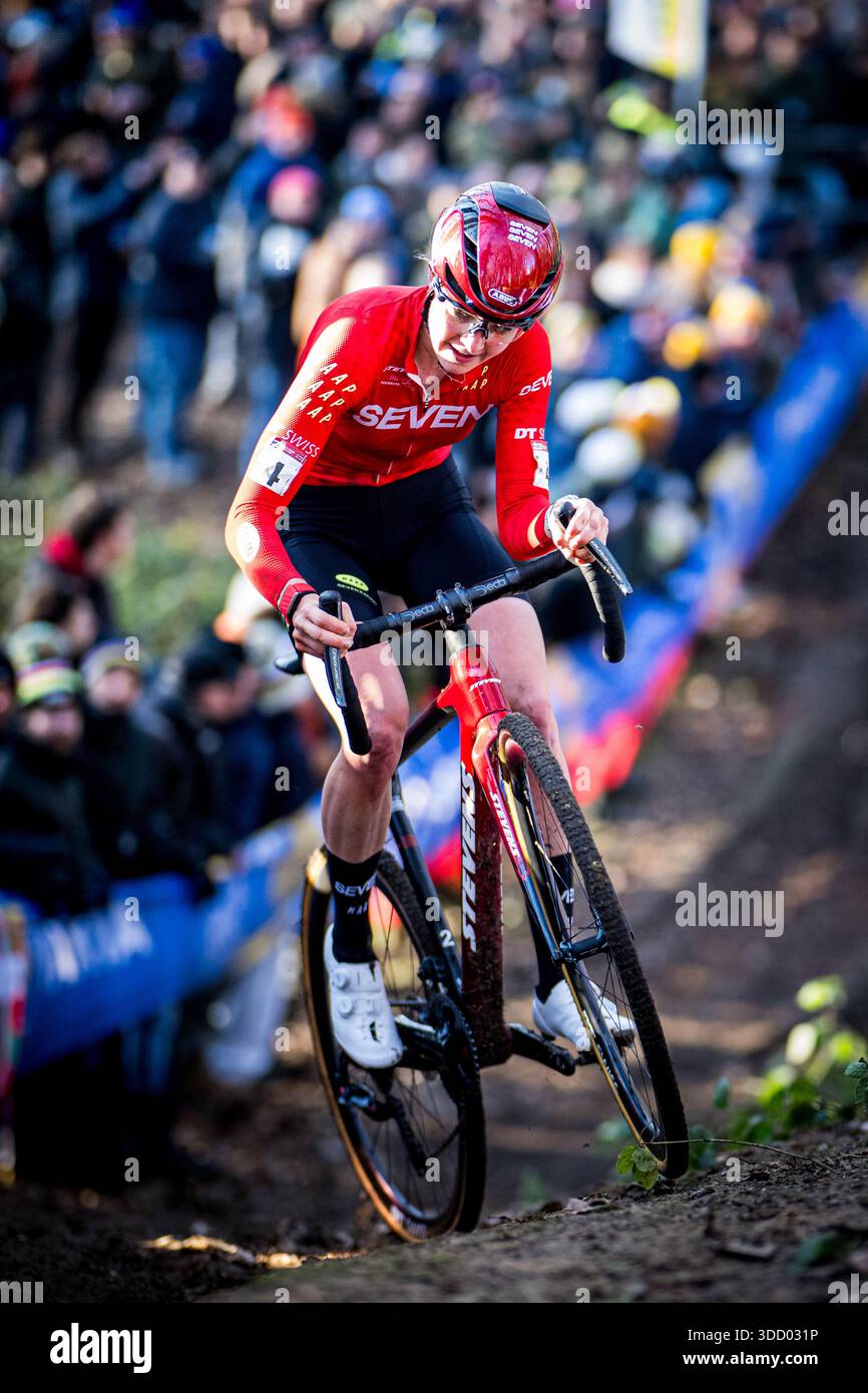 Dutch Aniek Van Alphen pictured in action during the women's elite race ...