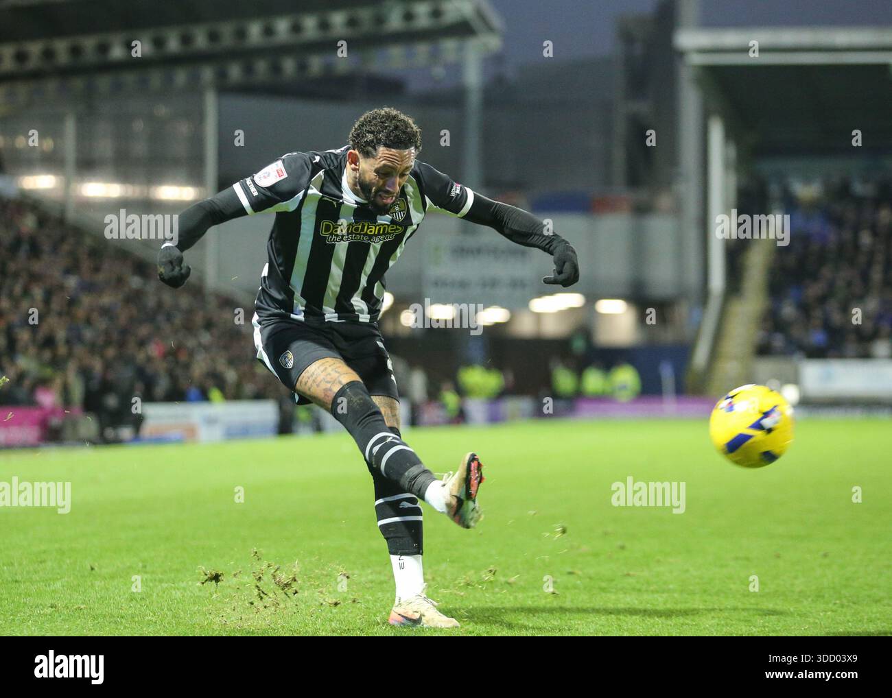 Kellan Gordon of Notts County crosses the ball during the Sky Bet ...