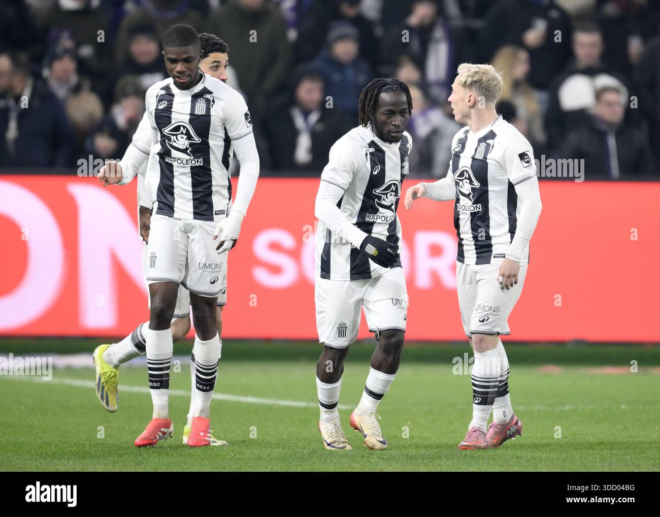 Charleroi's Parfait Guiagon celebrates after scoring during a soccer ...