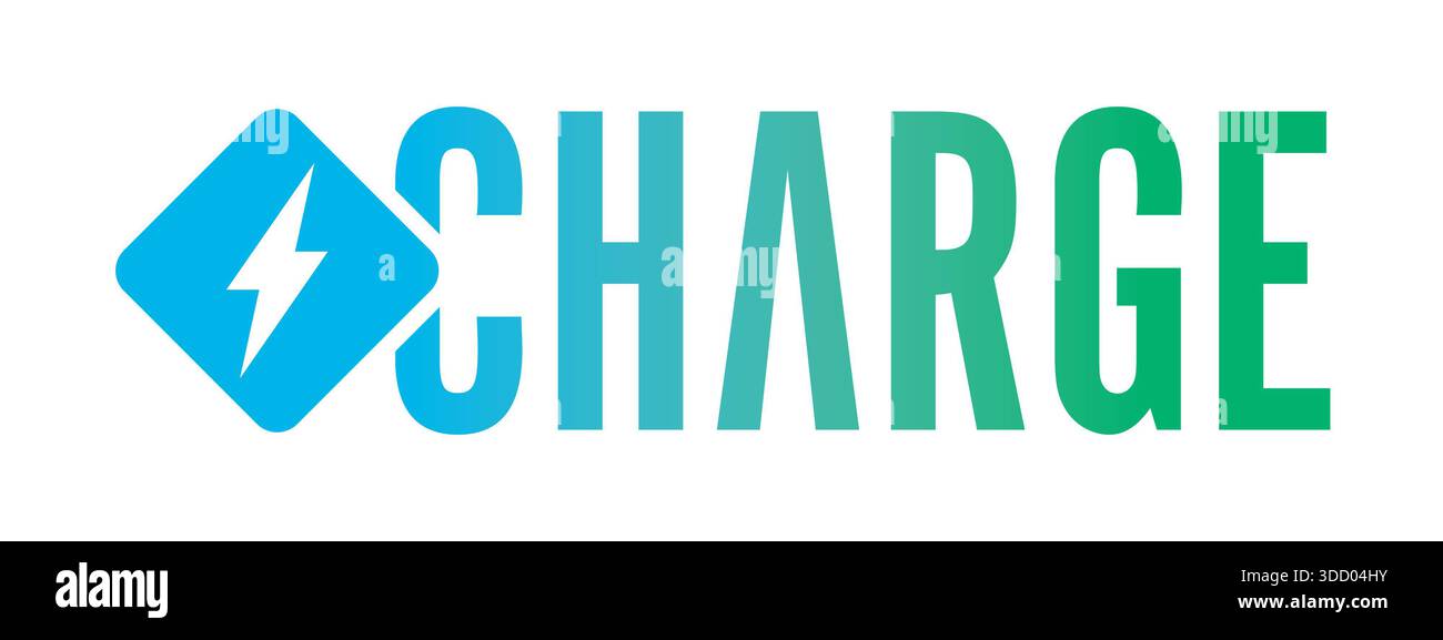 blue-green gradient charge logo. lightning symbol and charge concept ...