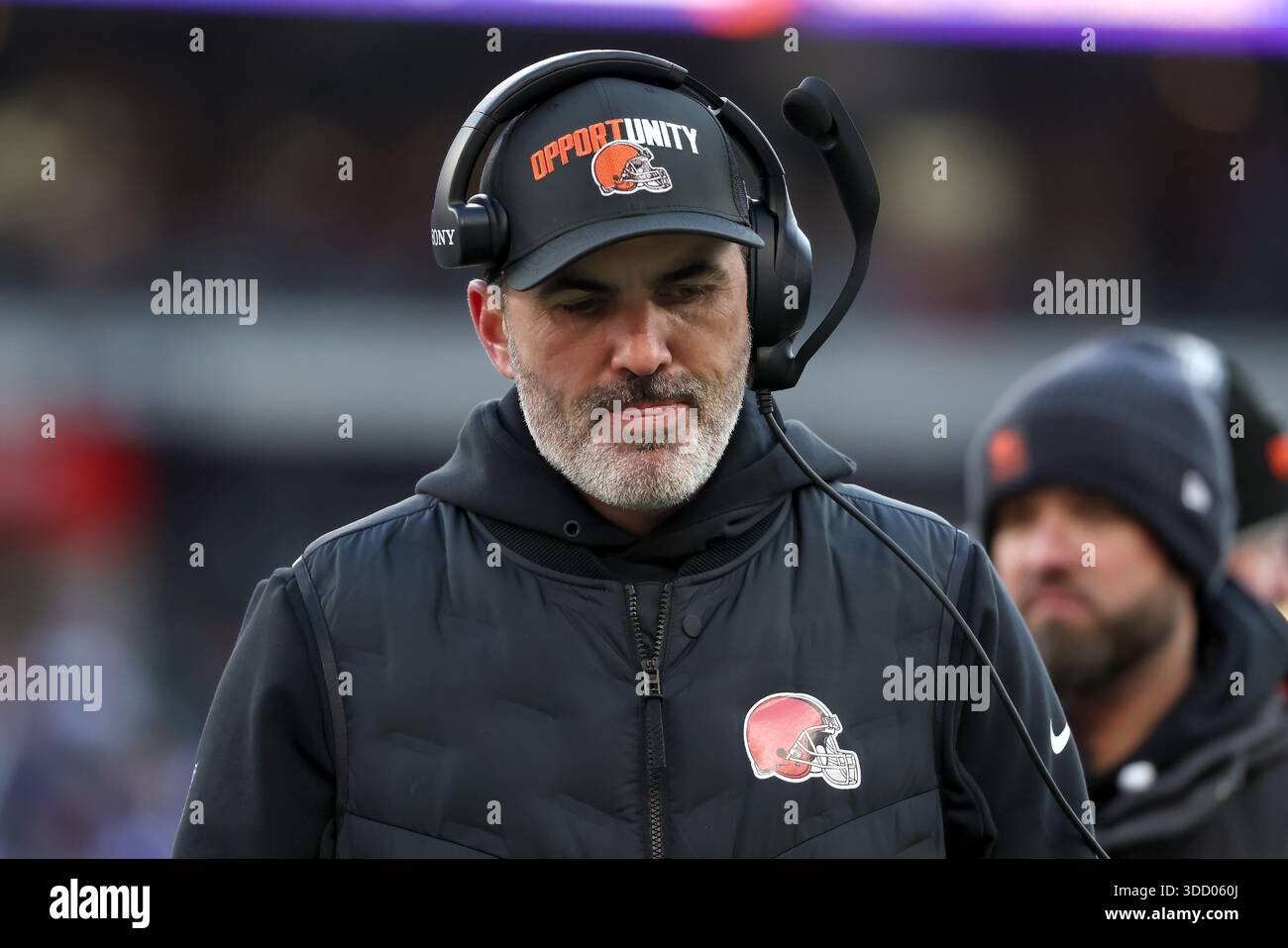 Cleveland Browns head coach Kevin Stefanski stands on the field during ...