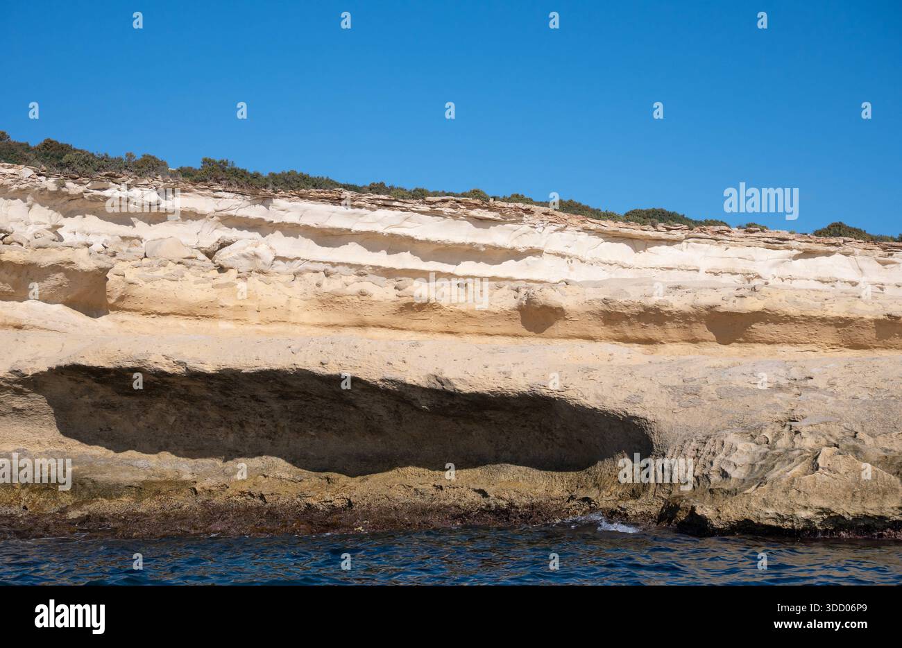 Spectacular chalk cliffs and rugged limestone coastline of the Delimara ...