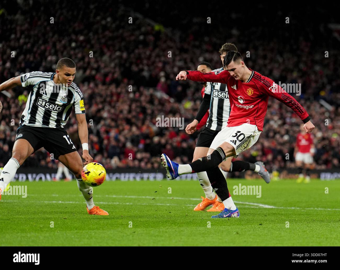Manchester United's Benjamin Sesko has a shot on goal during the ...
